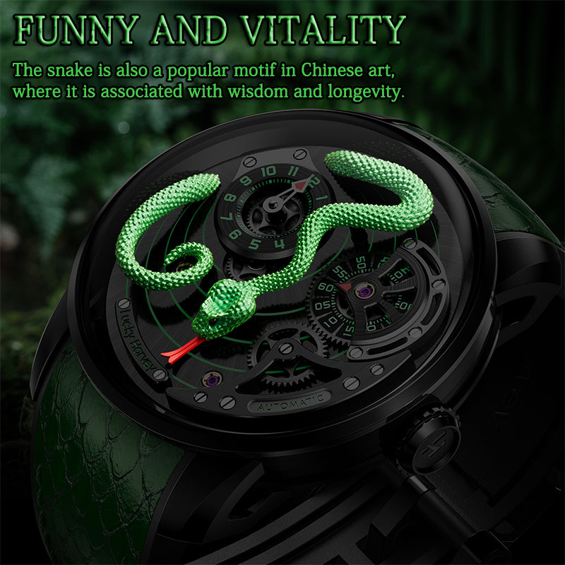 2024 New Arrival Spit Out Tongue Green Snake Automata Watch Lucky Harv ...