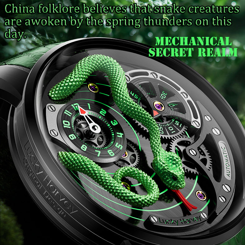 2024 New Arrival Spit Out Tongue Green Snake Automata Watch Lucky Harv ...